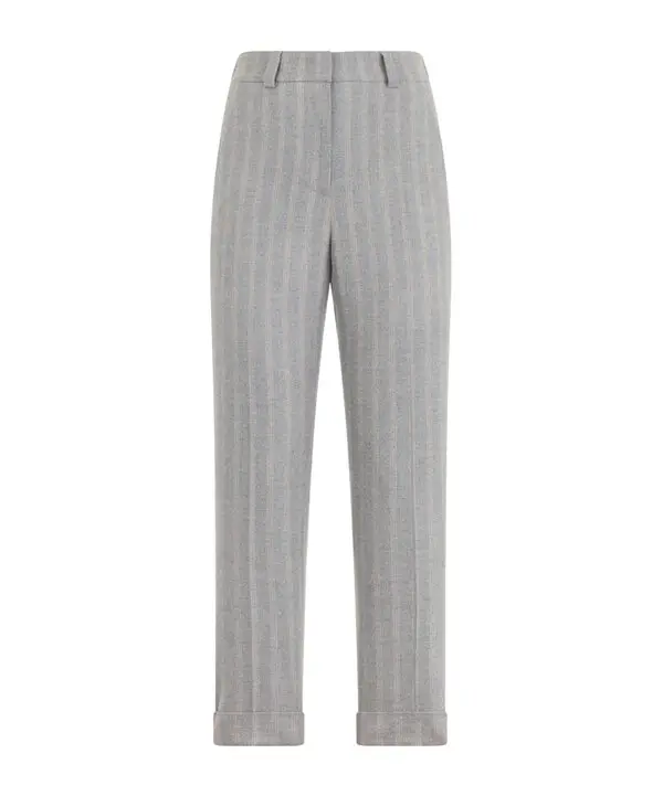 Peserico Striped Turn-up Hem Cropped Trousers