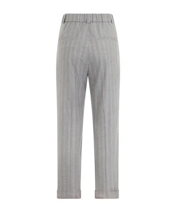 Peserico Striped Turn-up Hem Cropped Trousers