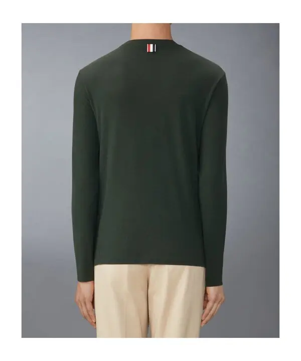Thom Browne Logo Patch Long Sleeved Crewneck T-shirt