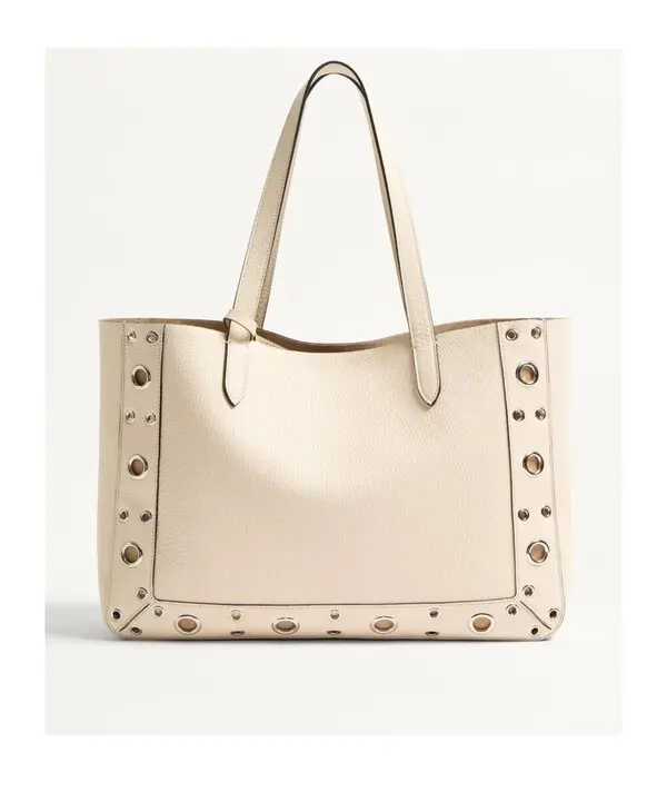 Valentino Garavani Nellcôte' Logo Plaque Shoulder Bag - Light Ivory