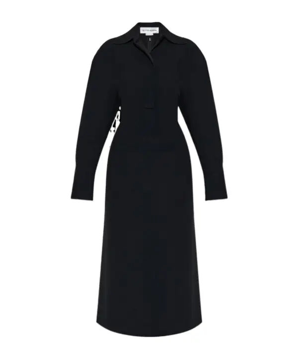 Victoria Beckham Spread-collar Long-sleeve Midi Dress - Black