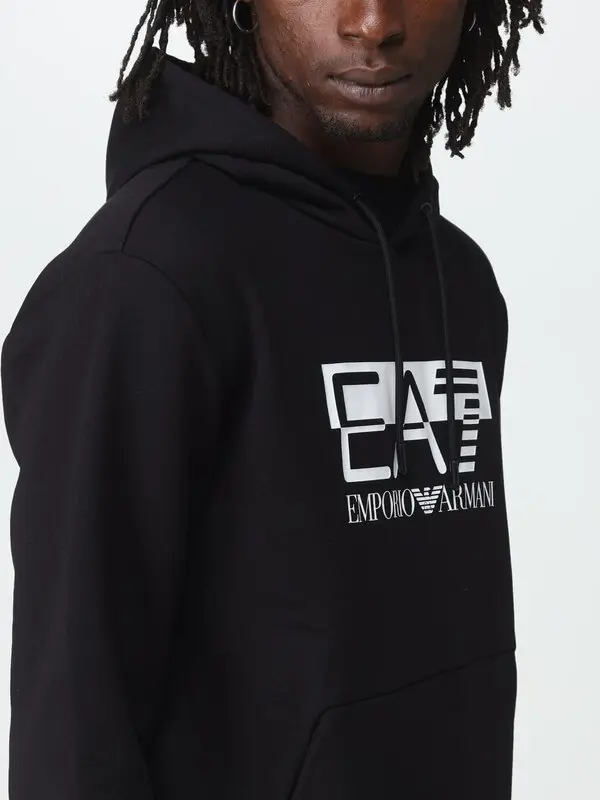 EA7 Logo Hooded Sweater - Black