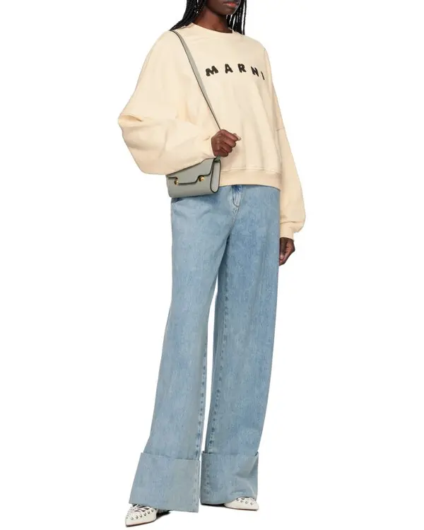 Marni Logo Printed Drop Shoulder Sweatshirt - Ivory