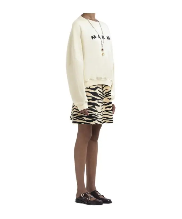 Marni Logo Printed Drop Shoulder Sweatshirt - Ivory