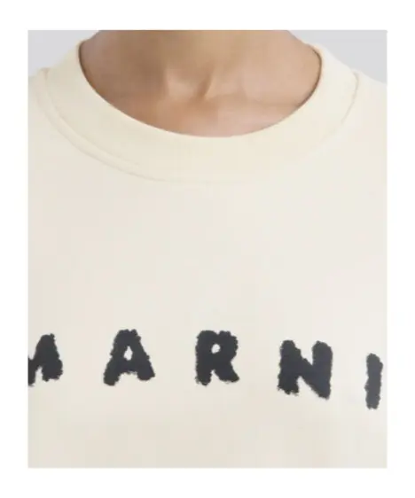 Marni Logo Printed Drop Shoulder Sweatshirt - Ivory