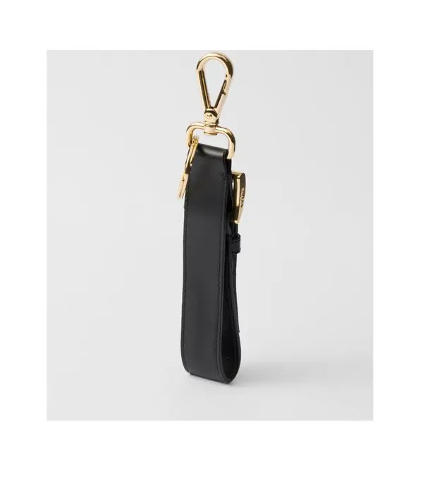 Prada Leather Key Ring With Enameled Logo