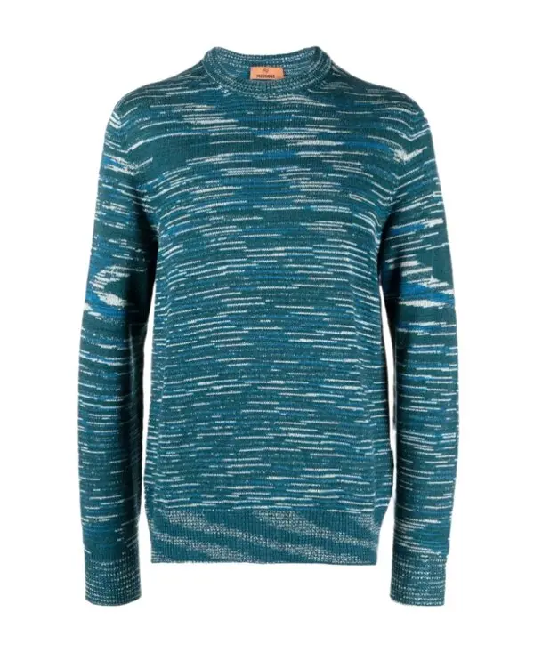 Missoni Intarsia-knit Striped Crewneck Jumper - Blue