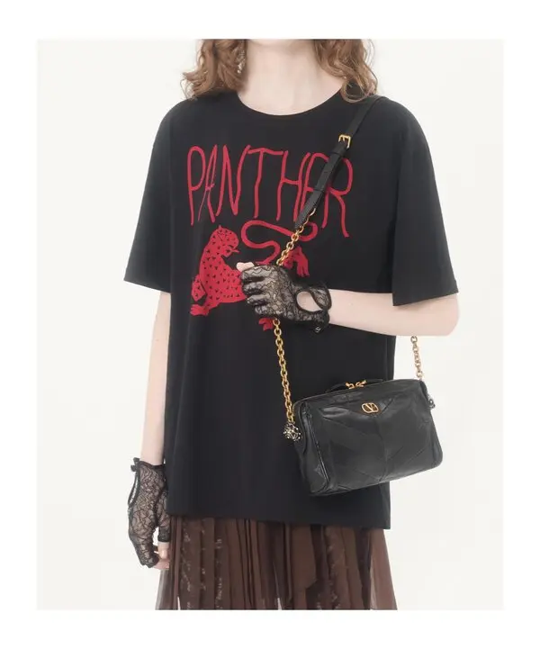 Valentino Garavani Panther Graphic Crewneck T-shirt - Black/red