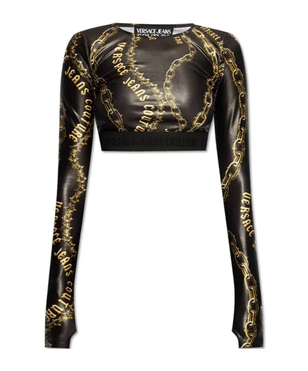 Versace Chain Print Cropped Sweater