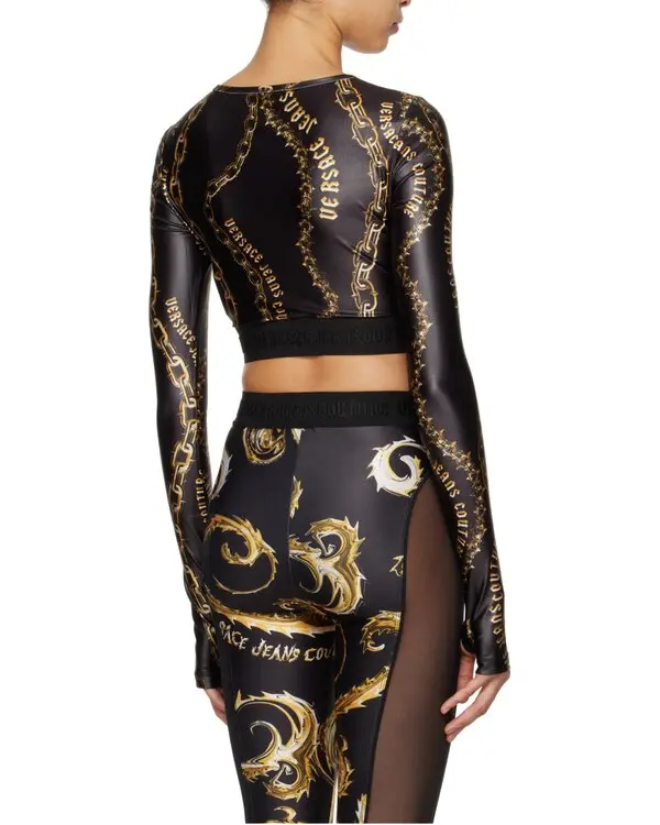 Versace Chain Print Cropped Sweater