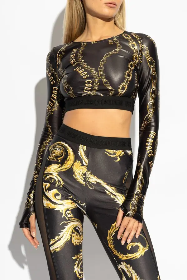 Versace Chain Print Cropped Sweater