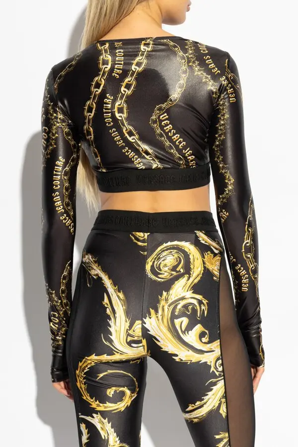 Versace Chain Print Cropped Sweater