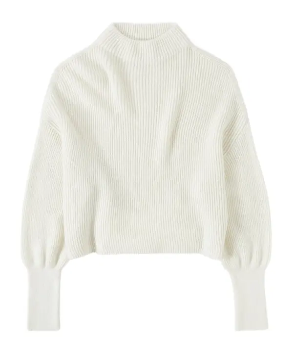 Closed Drop Shoulder Ribbed Knitwear - Ivory