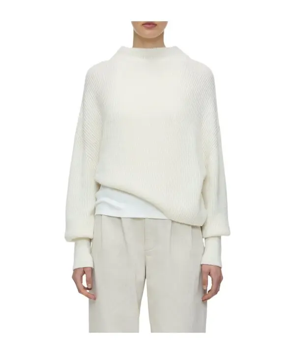 Closed Drop Shoulder Ribbed Knitwear - Ivory
