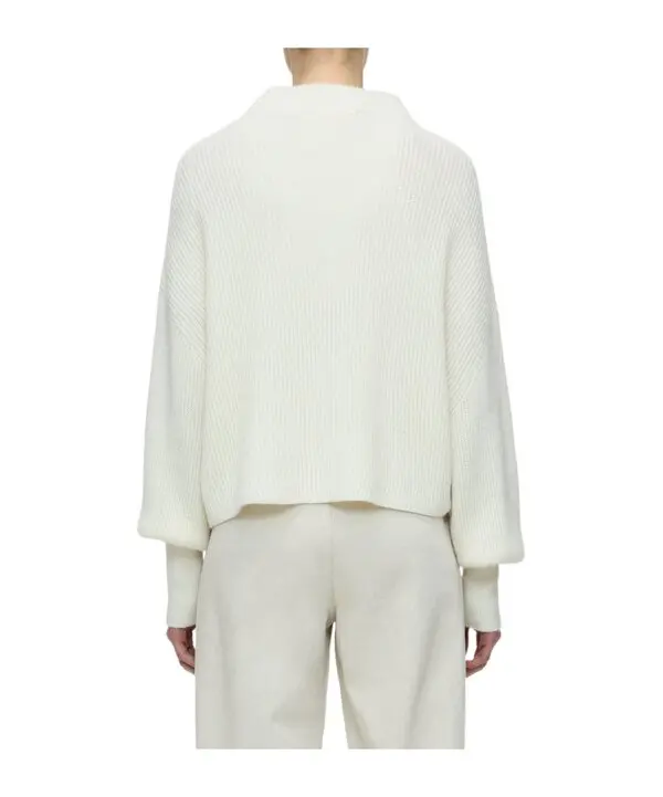 Closed Drop Shoulder Ribbed Knitwear - Ivory