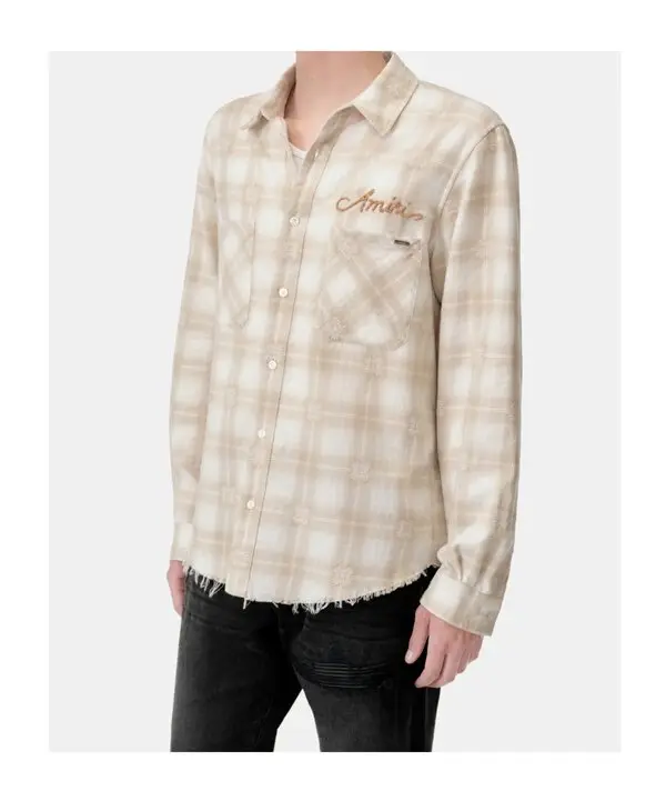 Amiri Checked Frayed Shirt