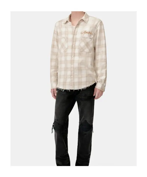 Amiri Checked Frayed Shirt