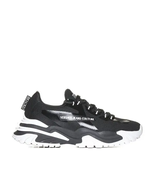 Versace Paneled Lace-up Sneakers - Black