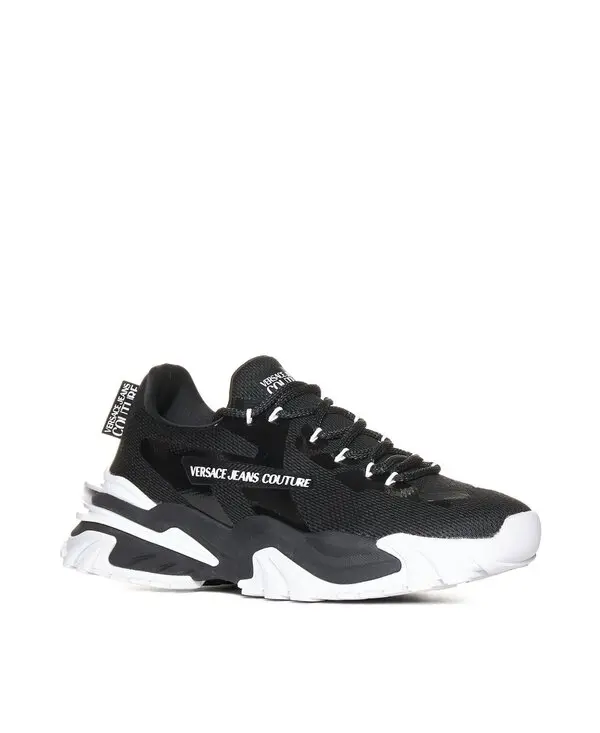 Versace Paneled Lace-up Sneakers - Black
