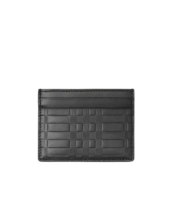 Burberry Embossed Check Leather Cardholder - Black