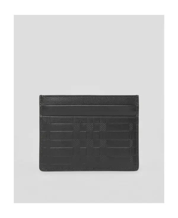 Burberry Embossed Check Leather Cardholder - Black