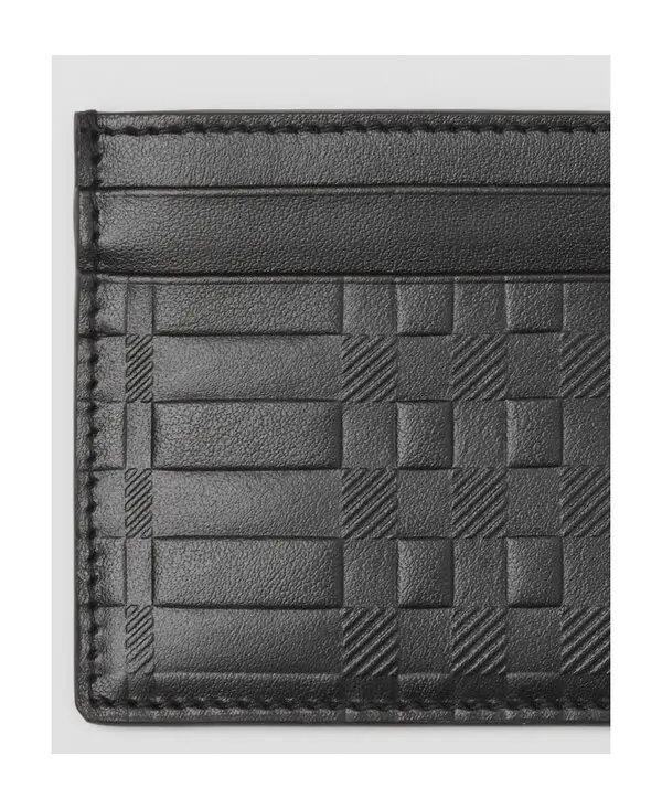 Burberry Embossed Check Leather Cardholder - Black