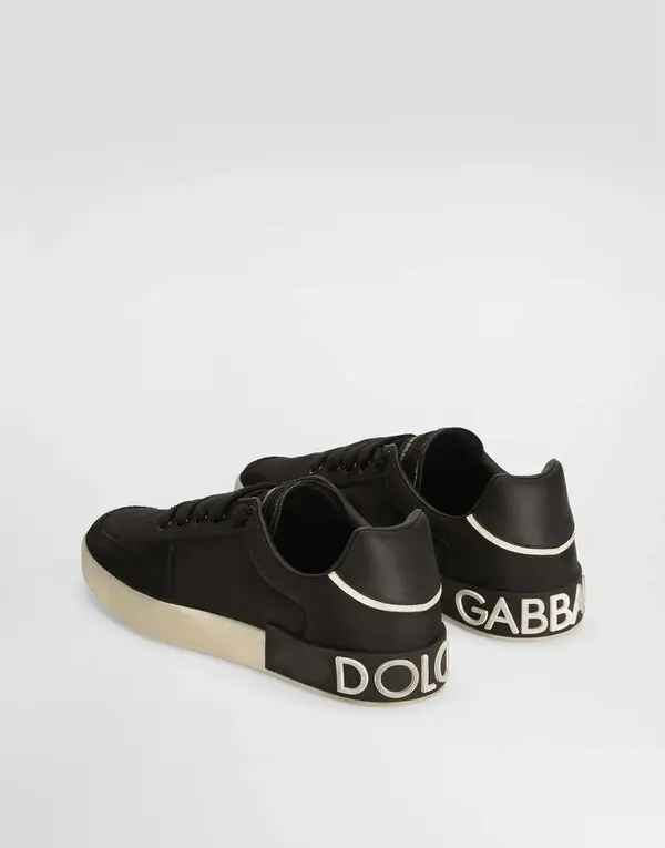 Dolce & Gabbana Portofino Low-top Sneakers With Logo Detailing - Black