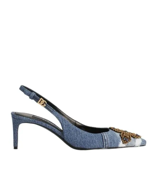 Dolce & Gabbana 60mm Embellished Denim Slingback Pumps