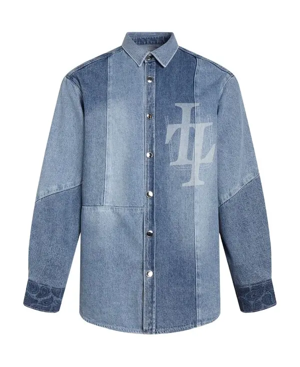 LIUREGALI Stitched Long-sleeve Denim Shirt