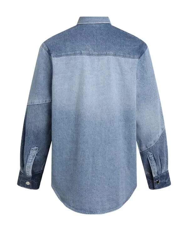 LIUREGALI Stitched Long-sleeve Denim Shirt