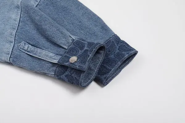 LIUREGALI Stitched Long-sleeve Denim Shirt