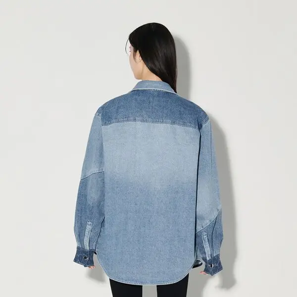 LIUREGALI Stitched Long-sleeve Denim Shirt