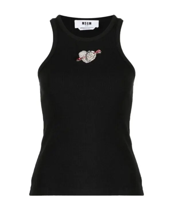 MSGM Embellished Ribbed Tank Top