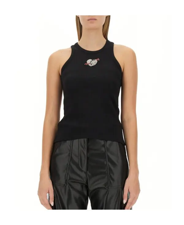 MSGM Embellished Ribbed Tank Top