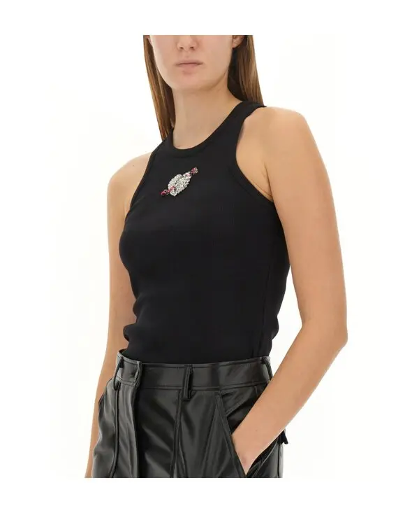 MSGM Embellished Ribbed Tank Top