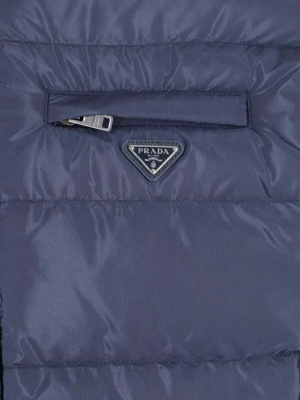 Prada Stand-up Collar Quilted Jacket - Blue