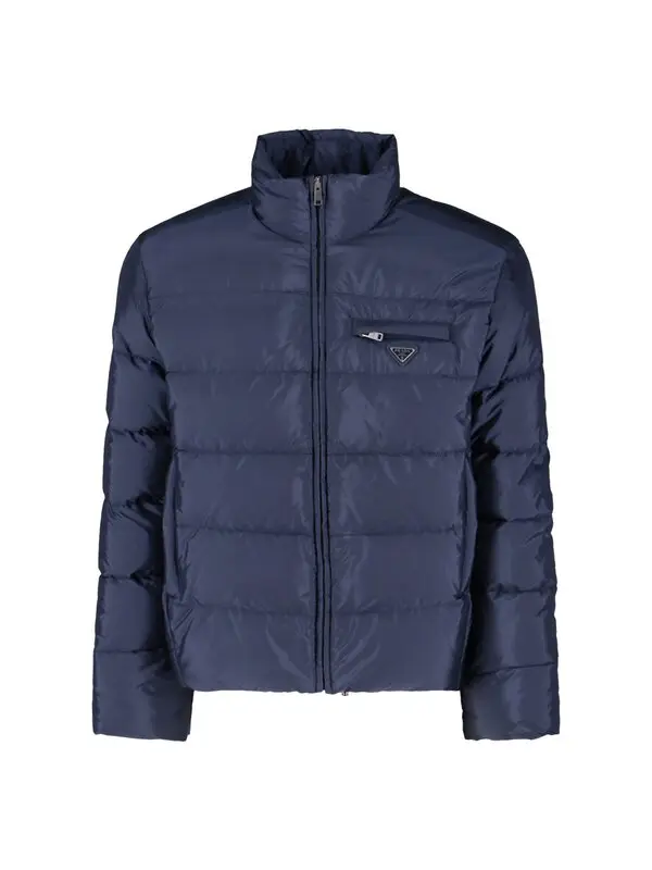 Prada Stand-up Collar Quilted Jacket - Blue