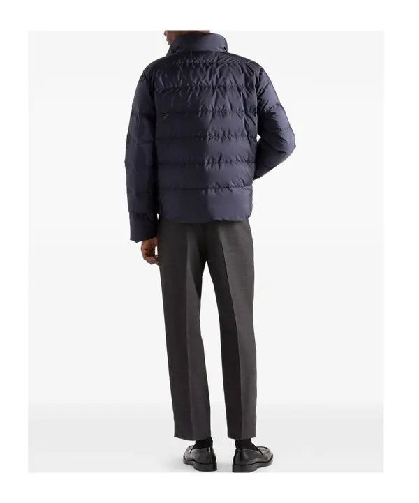 Prada Stand-up Collar Quilted Jacket - Blue