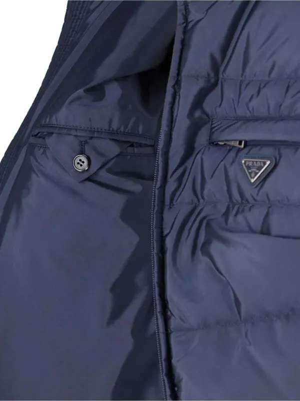 Prada Stand-up Collar Quilted Jacket - Blue