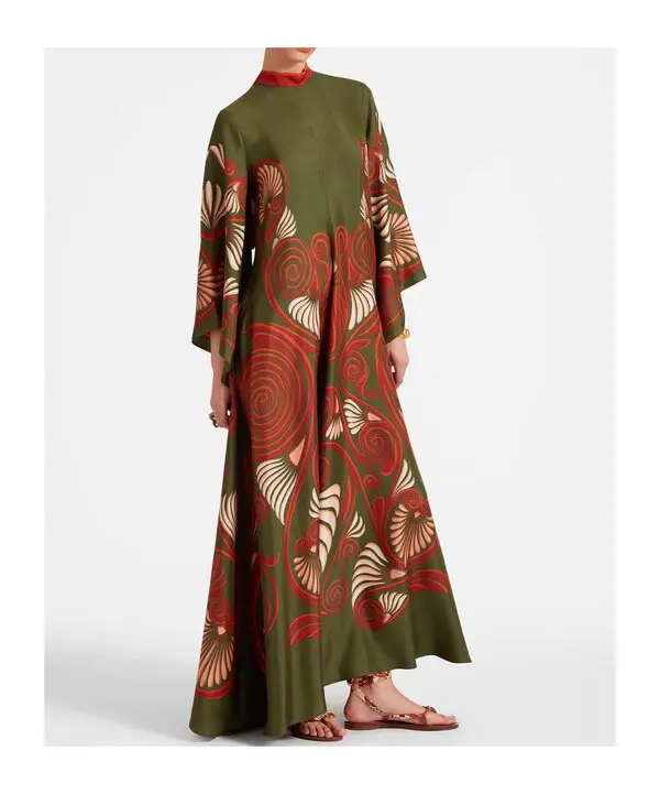 La DoubleJ Magnifico Botanical-print Silk Maxi Dress - Green
