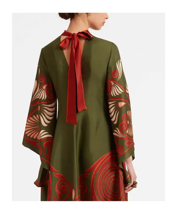 La DoubleJ Magnifico Botanical-print Silk Maxi Dress - Green