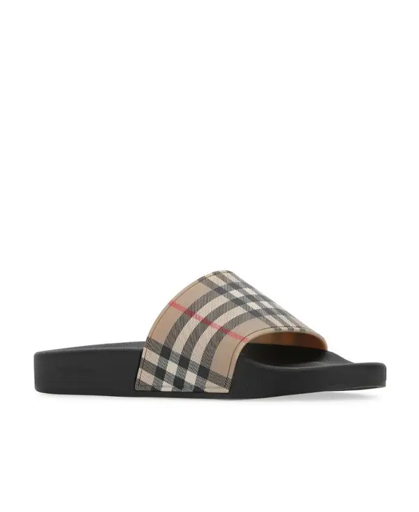 Burberry Furley Checked Slides - Black