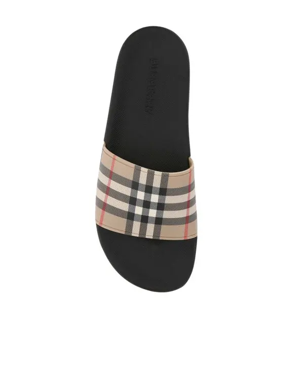 Burberry Furley Checked Slides - Black