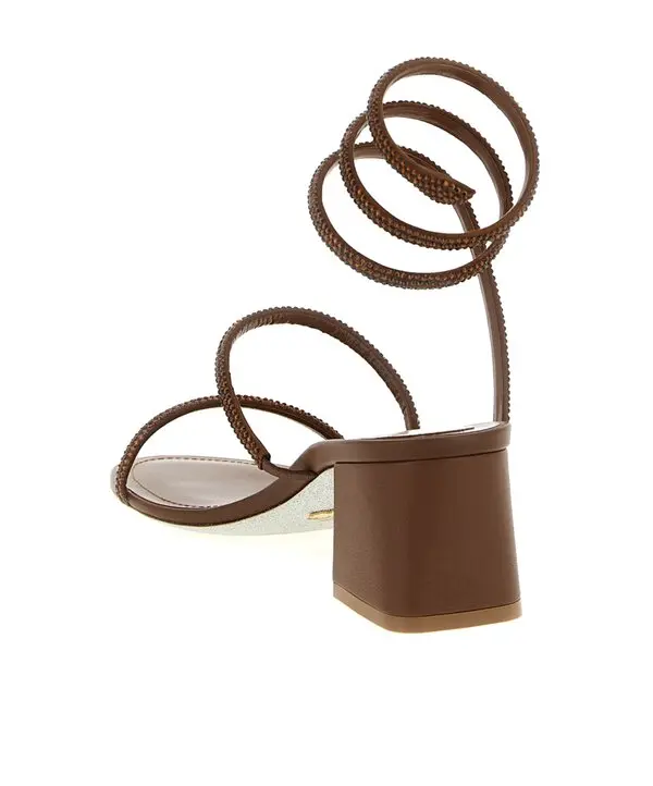Rene Caovilla Embellished Spiral Sandals - Brown