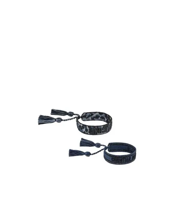 Dior J'adior Embroidered Cotton Bracelet Set With Tassels - Blue/black