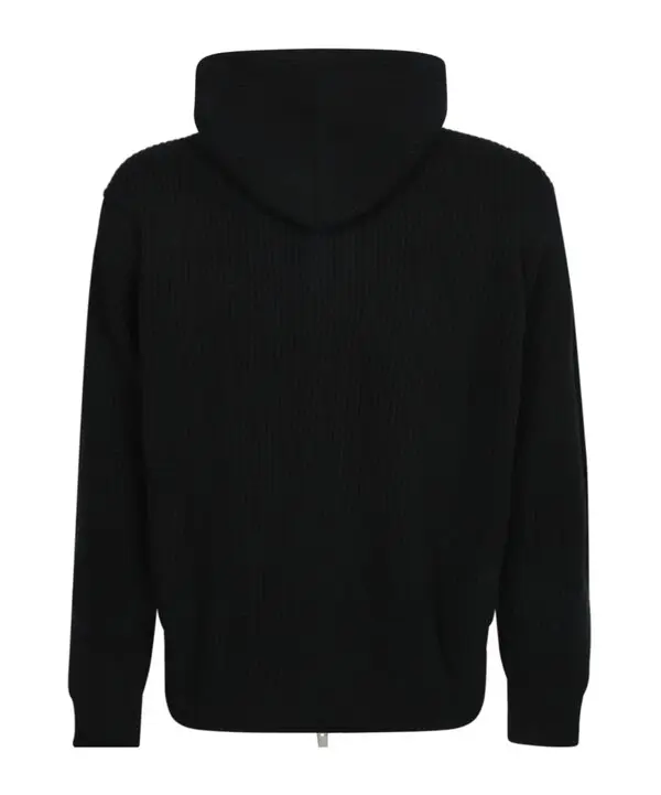 LARDINI Long Sleeve Zip-up Hoodie With Ribbed Knit