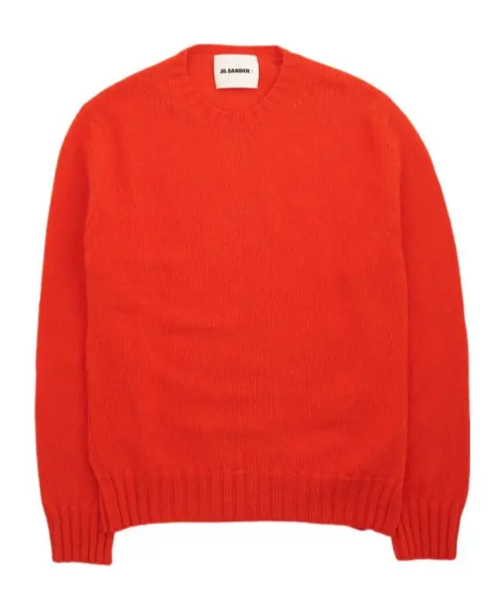 JIL SANDER Round Neck Sweater With Side Slits - Red