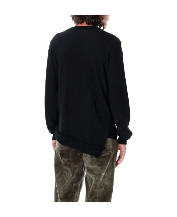 Comme Des Garçons X Lacoste Asymmetric Wool Jumper - Black