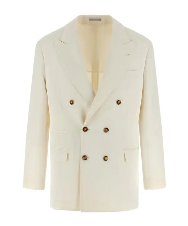 Brunello Cucinelli Double Breasted Long Sleeved Blazer - Nude