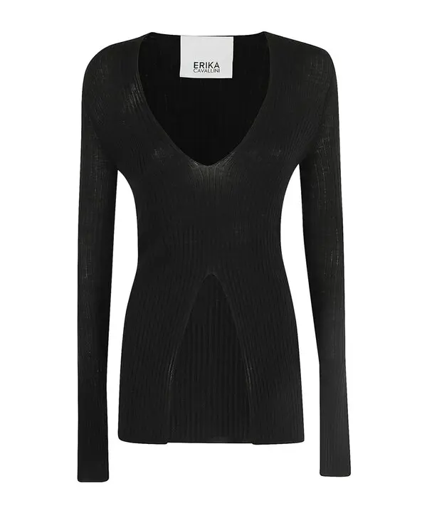 Erika Cavallini Ribbed Knit Long-sleeved Sweater